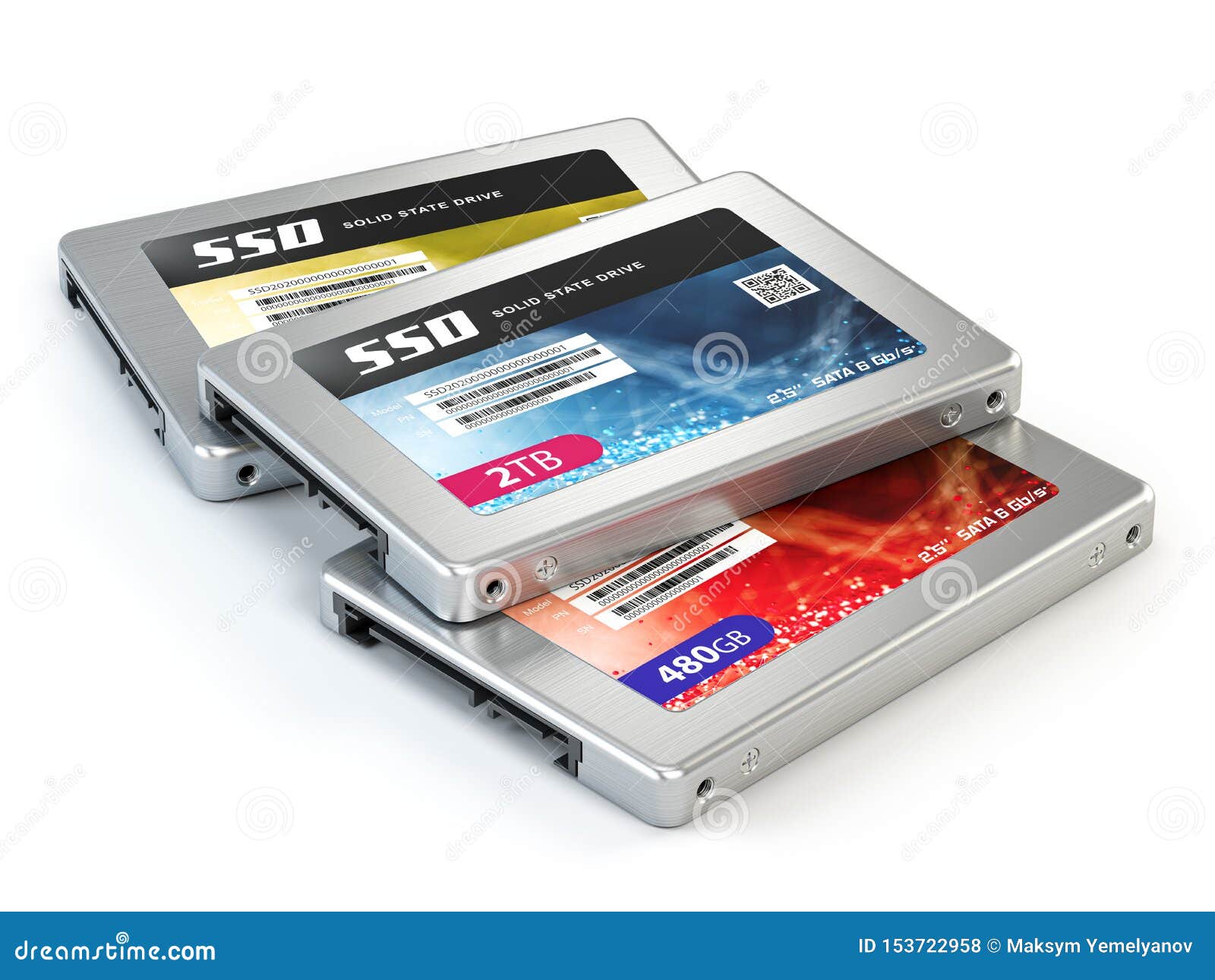 SSD State Solid Drives Disks Isolated on White Background Stock ...