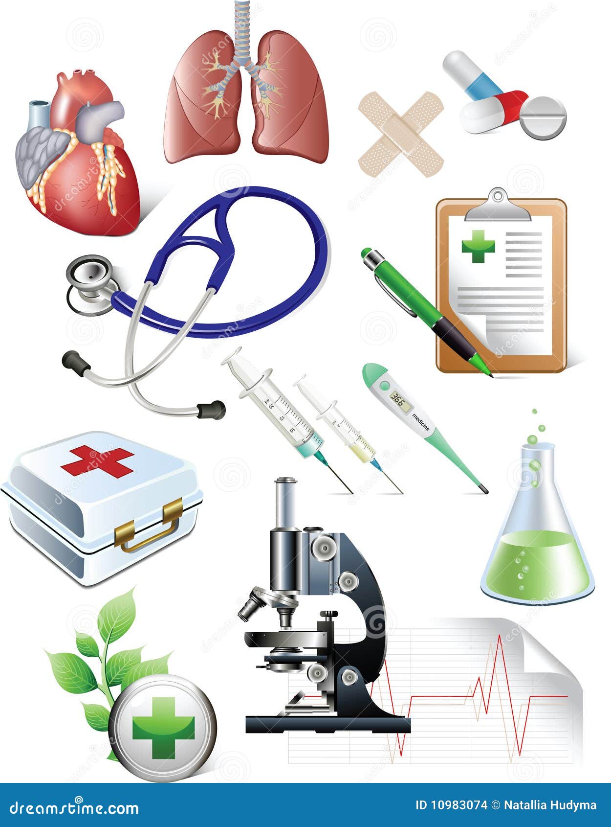 Sset of medicine objects. stock vector. Illustration of microscope ...