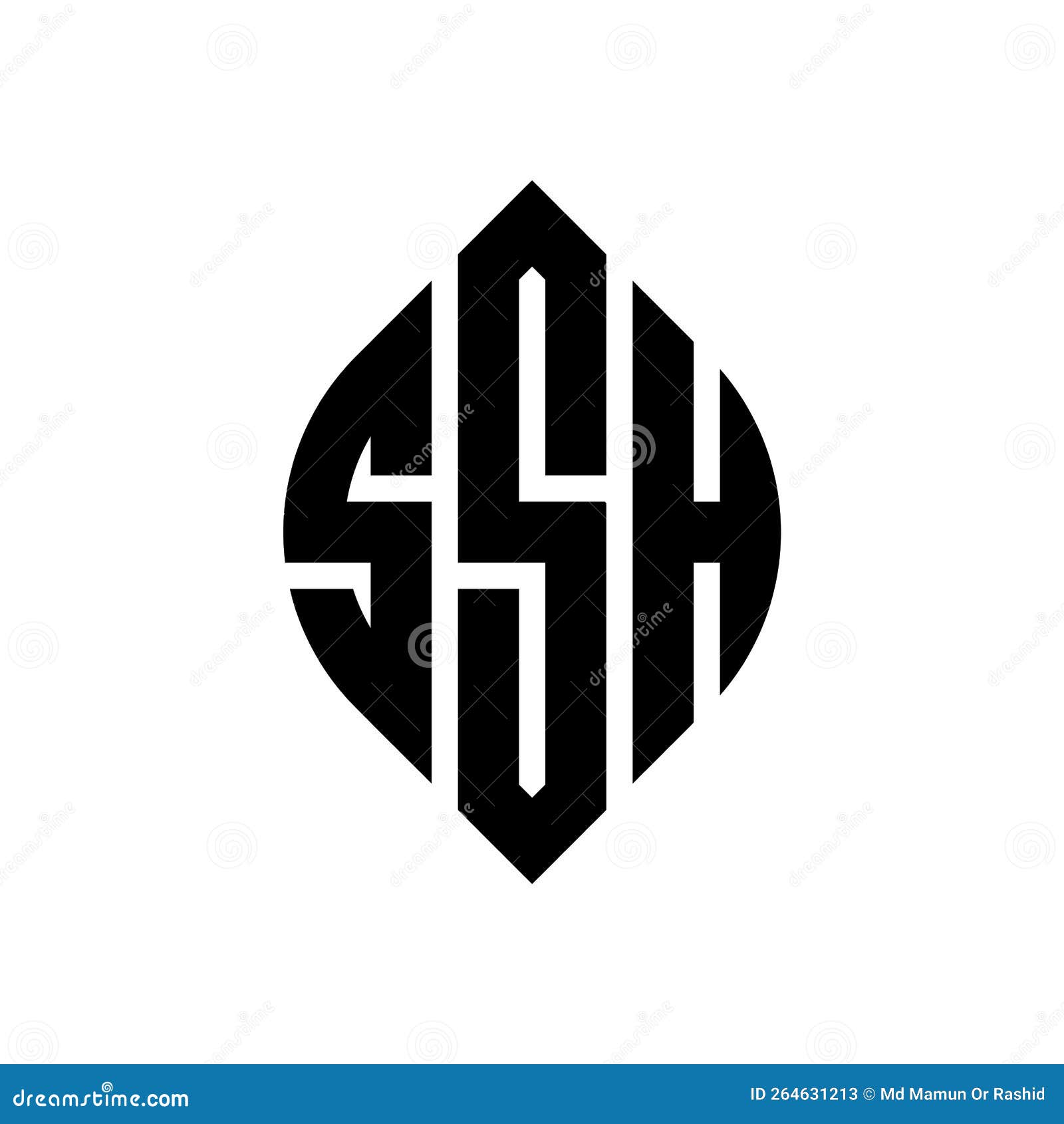 SSH Circle Letter Logo Design with Circle and Ellipse Shape. SSH ...