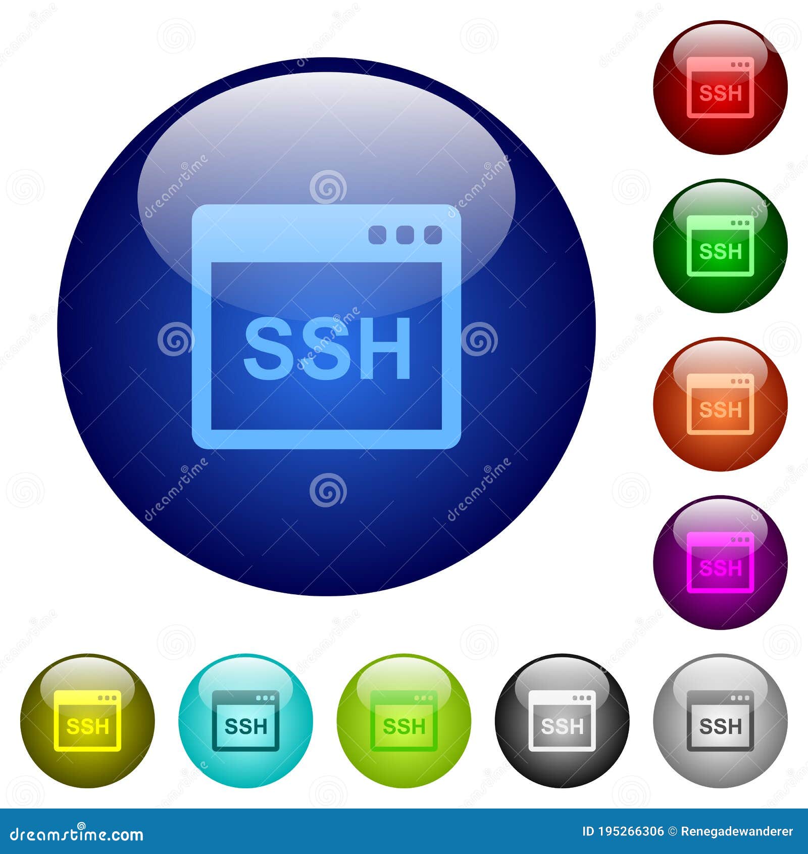 SSH Client Application White Icons On Edged Square Buttons Cartoon ...
