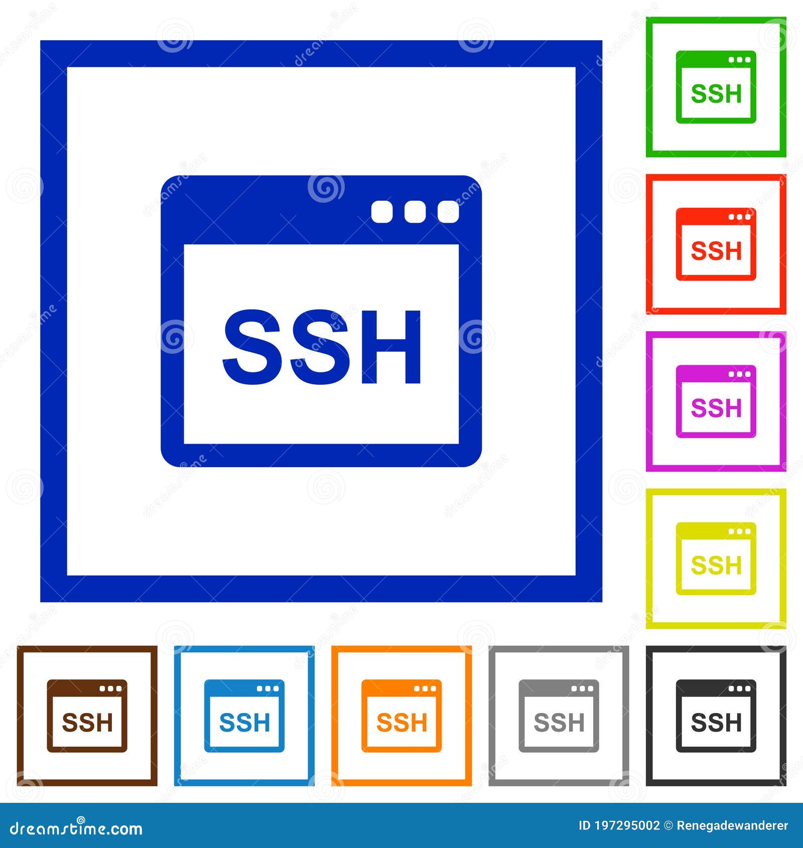 SSH Client Application Flat Framed Icons Stock Vector - Illustration of ...