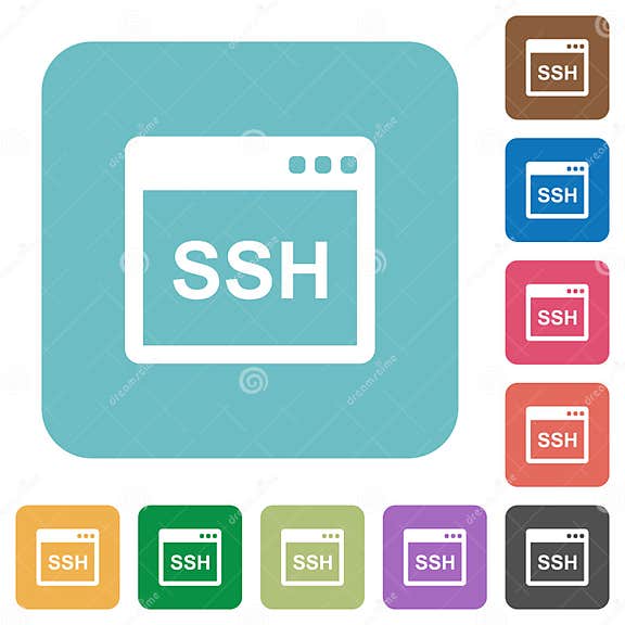 SSH Client Application Rounded Square Flat Icons Stock Vector ...