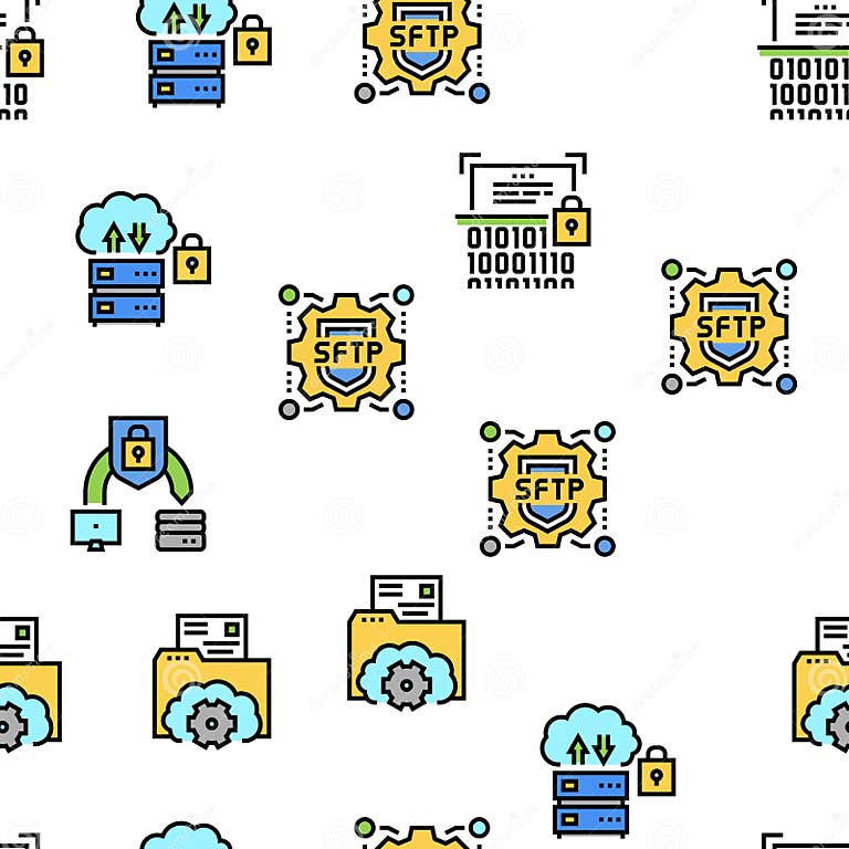 Ssh, Sftp File Transfer Protocol Icons Set Vector Stock Vector ...