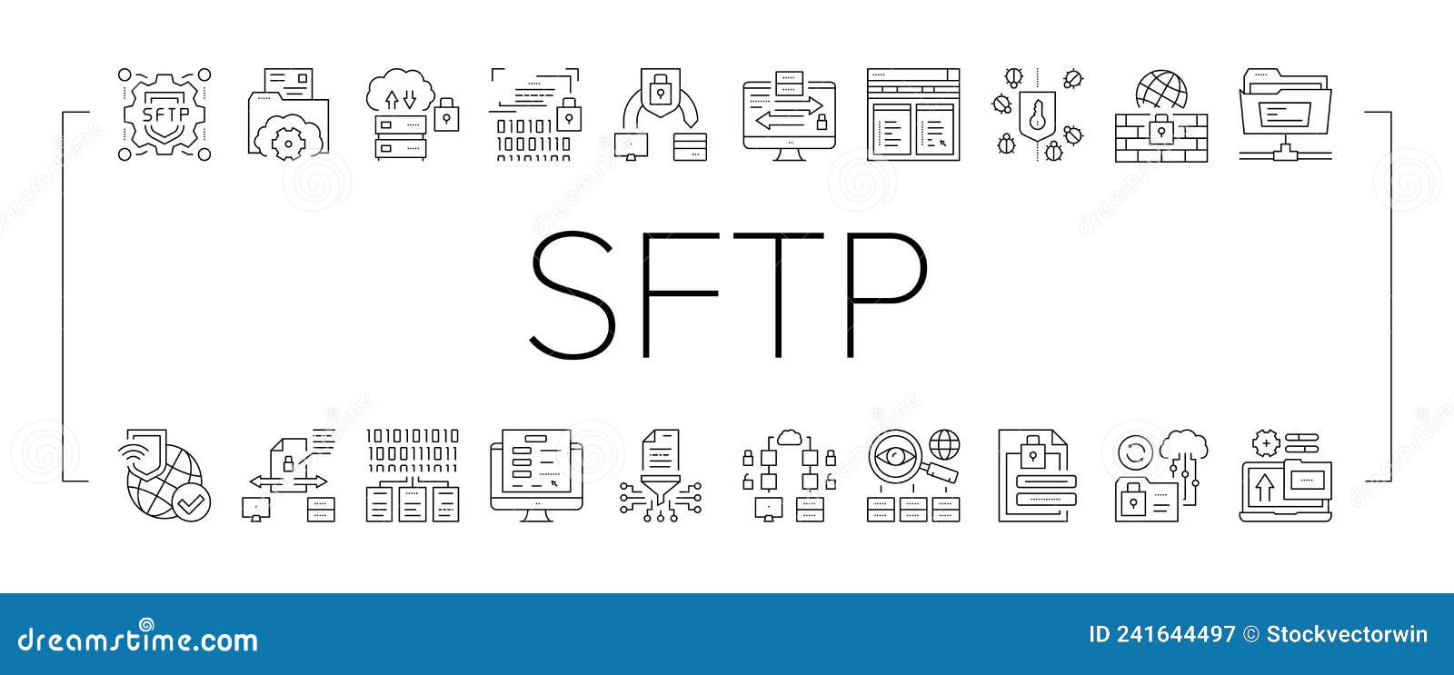 Ssh, Sftp File Transfer Protocol Icons Set Vector . Stock Vector ...