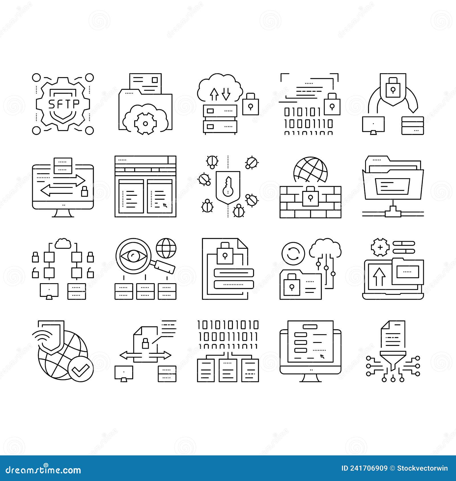 Ssh, Sftp File Transfer Protocol Onboarding Icons Set Vector ...
