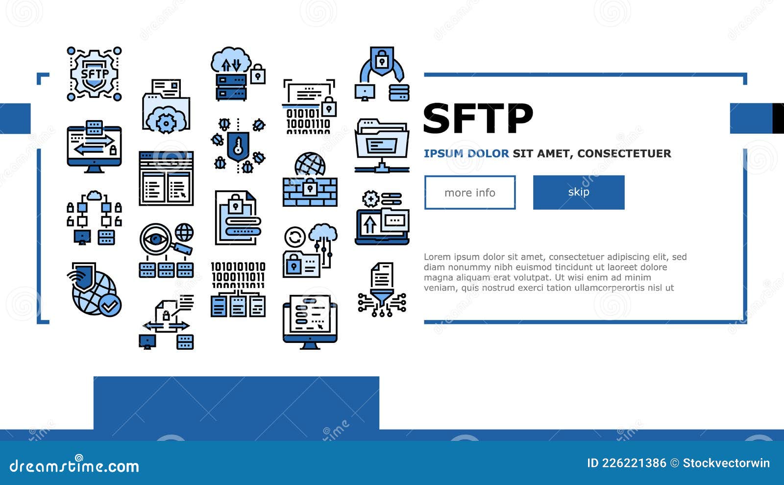 Ssh Sftp File Transfer Protocol Landing Header Vector Stock Vector Illustration Of Protocol