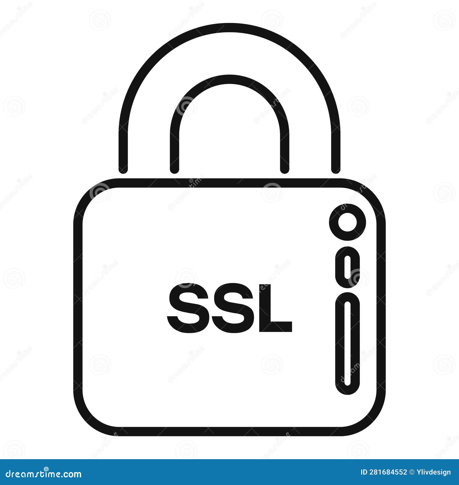 SSL Certificate Padlock Icon Outline Vector. Network Security Stock ...