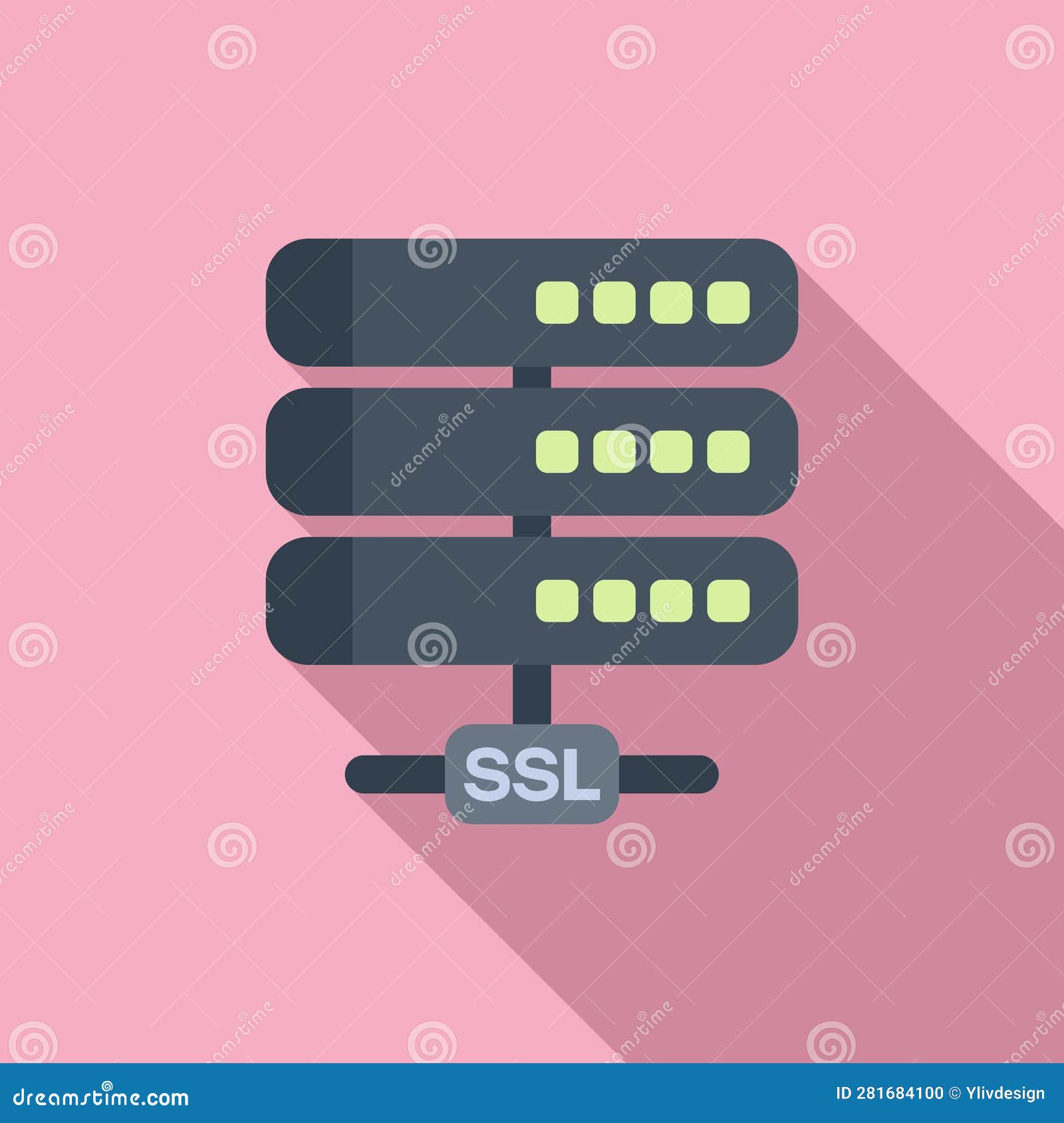 SSL Certificate Server Icon Flat Vector. Network Security Stock Vector ...