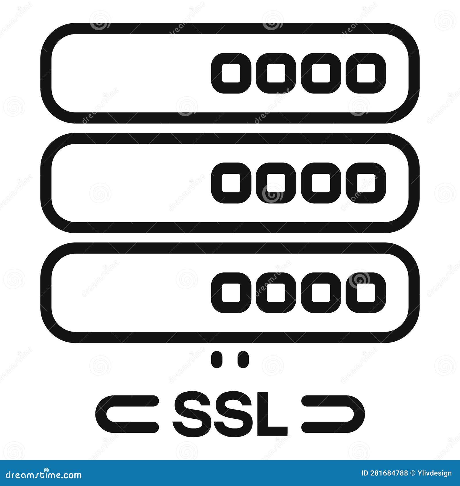 SSL Certificate Server Icon Outline Vector. Network Security Stock ...