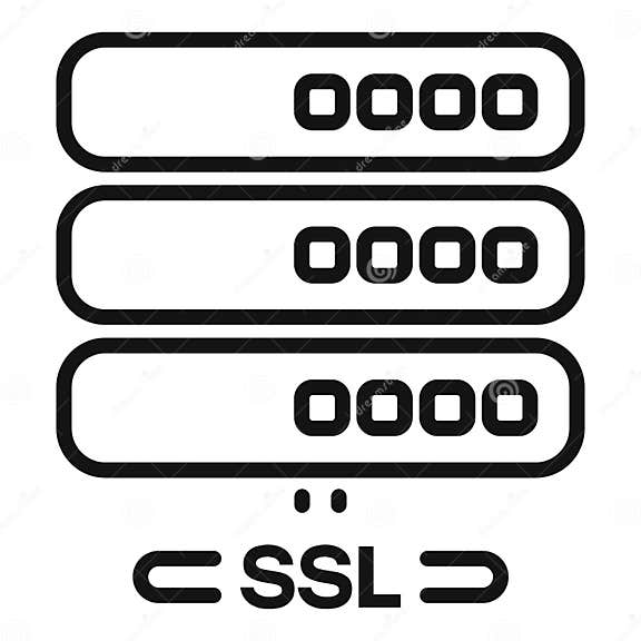 SSL Certificate Server Icon Outline Vector. Network Security Stock ...