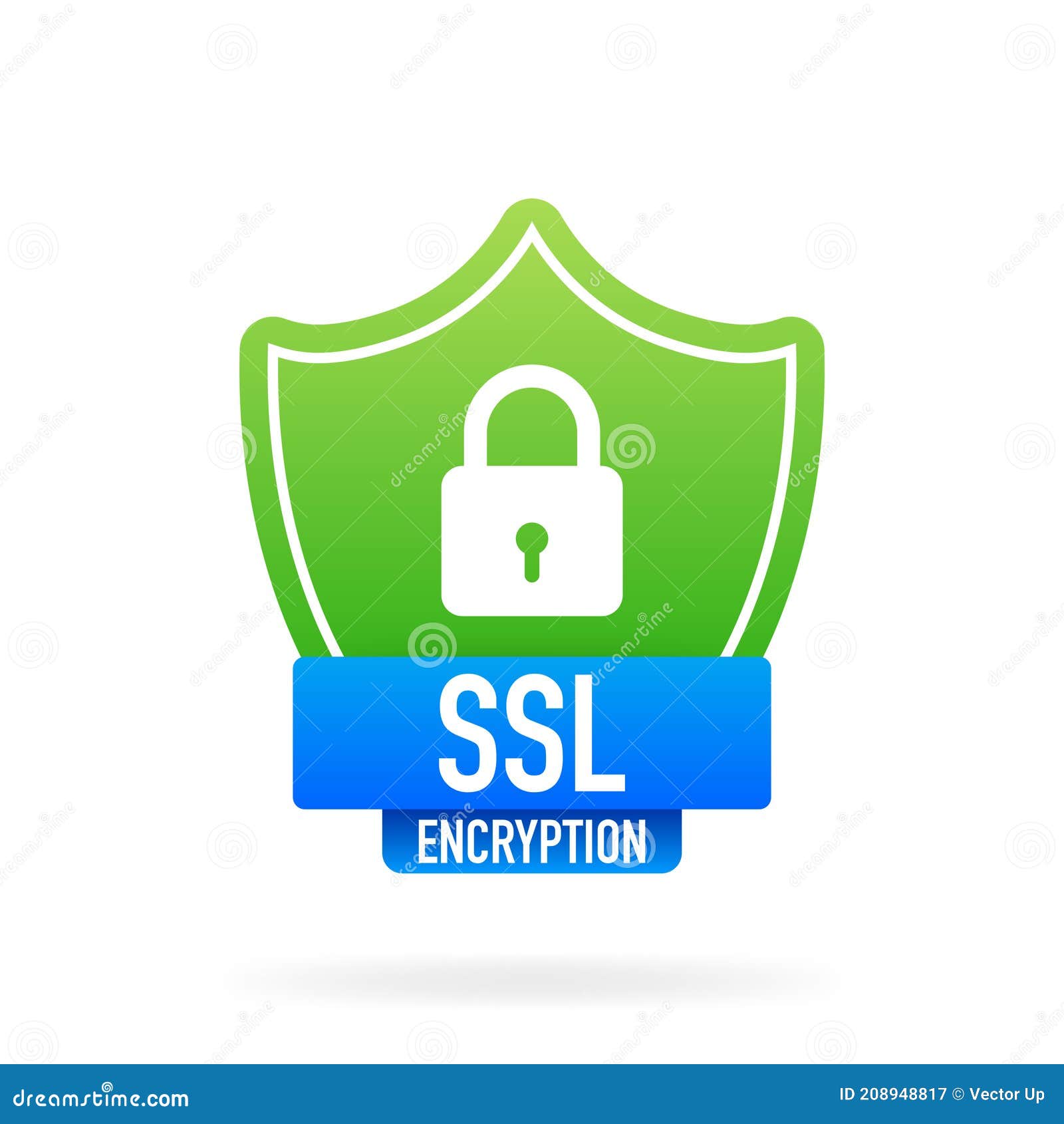 SSL Encryption Secure Badge on White Background. Green Banner. Vector ...