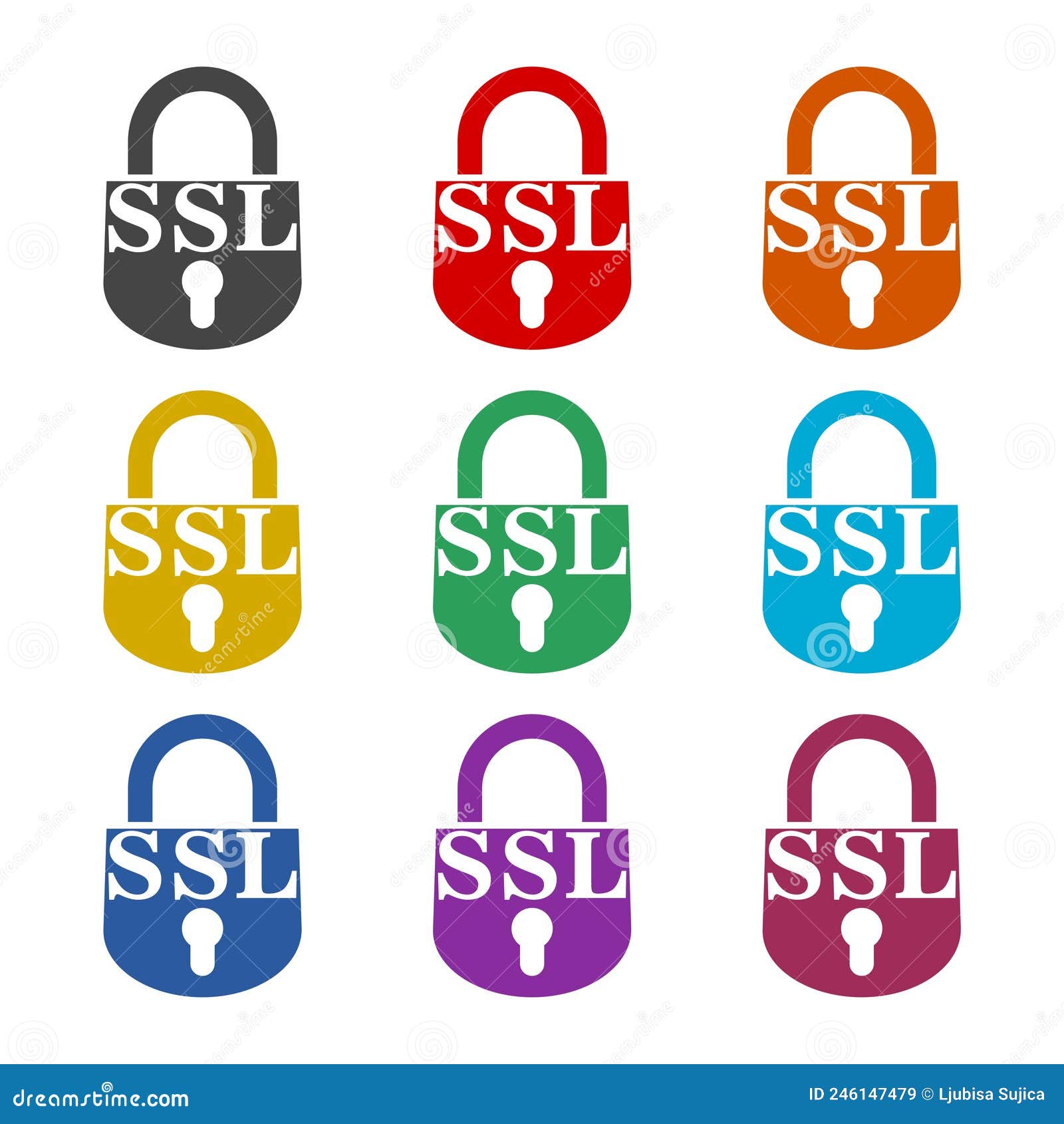 SSL Lock Pad Icon Color Set Stock Vector - Illustration of business ...