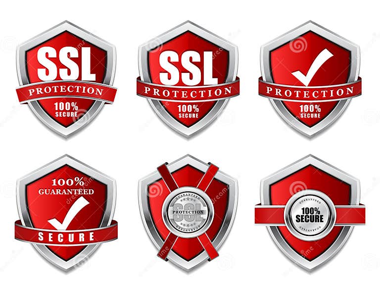 SSL Protection Secure Red Shield Vector Icon Stock Vector ...