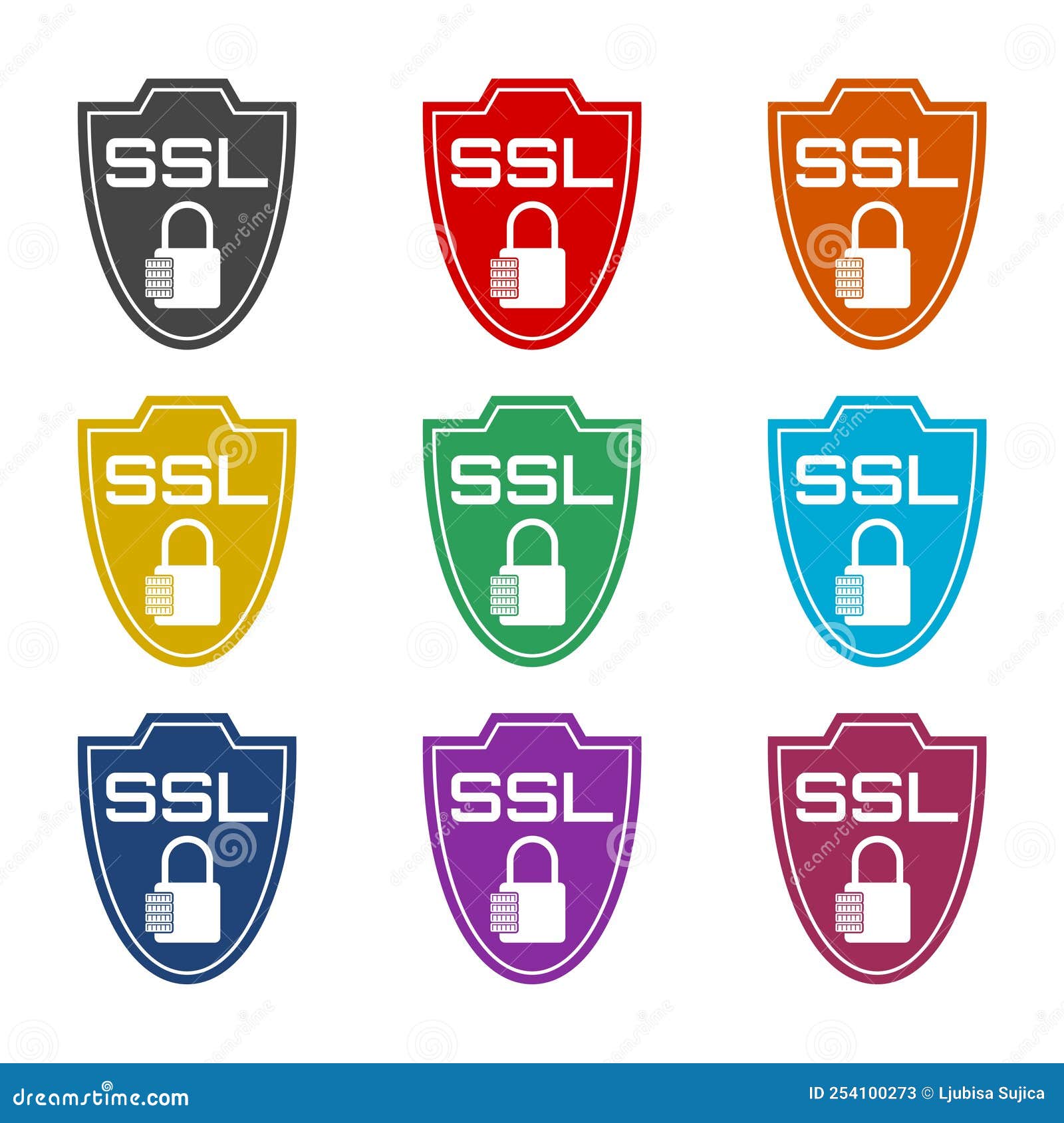 Ssl-Schild-Symbol. Set-Symbole Farbig Vektor Abbildung - Illustration ...