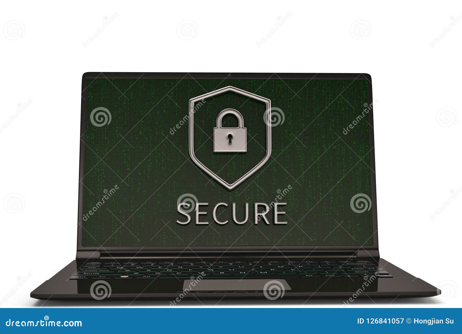 SSL Secure Shield on Laptop Screen. 3D Illustration. Stock Illustration ...
