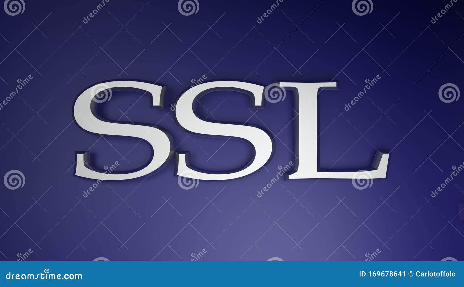 Ssl Secure Socket Layer Copper On Blue Background 3d Rendering