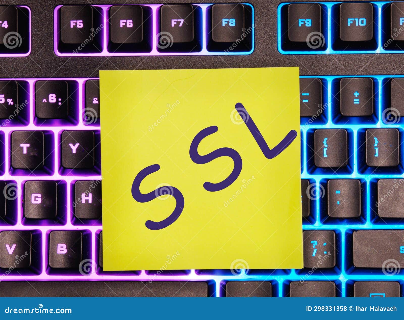 SSL, Security Certificate Written on a Yellow Sticker on a Laptop ...