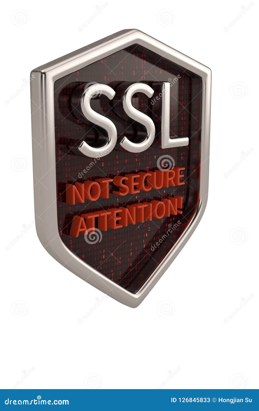 SSL Shield Secure Design Isolated on White Background. 3D Illus Stock ...