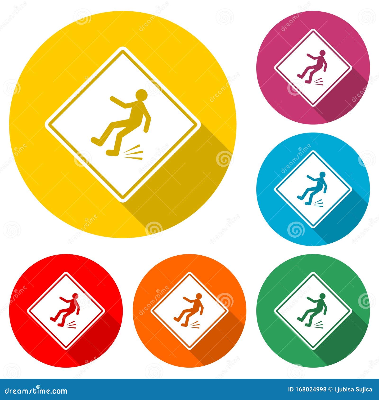 Sslip-and-fall Slip Fall Slippery Icon with Long Shadow Stock Vector ...