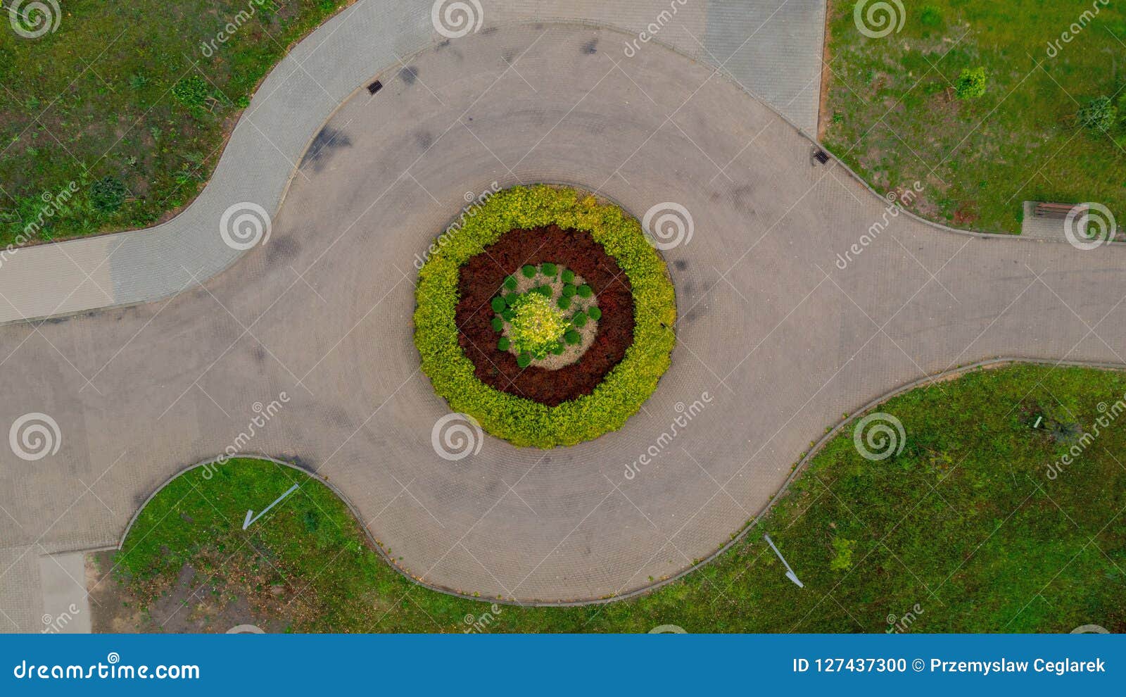 SSmall Road Roundabout, View from Above Stock Photo - Image of drone ...