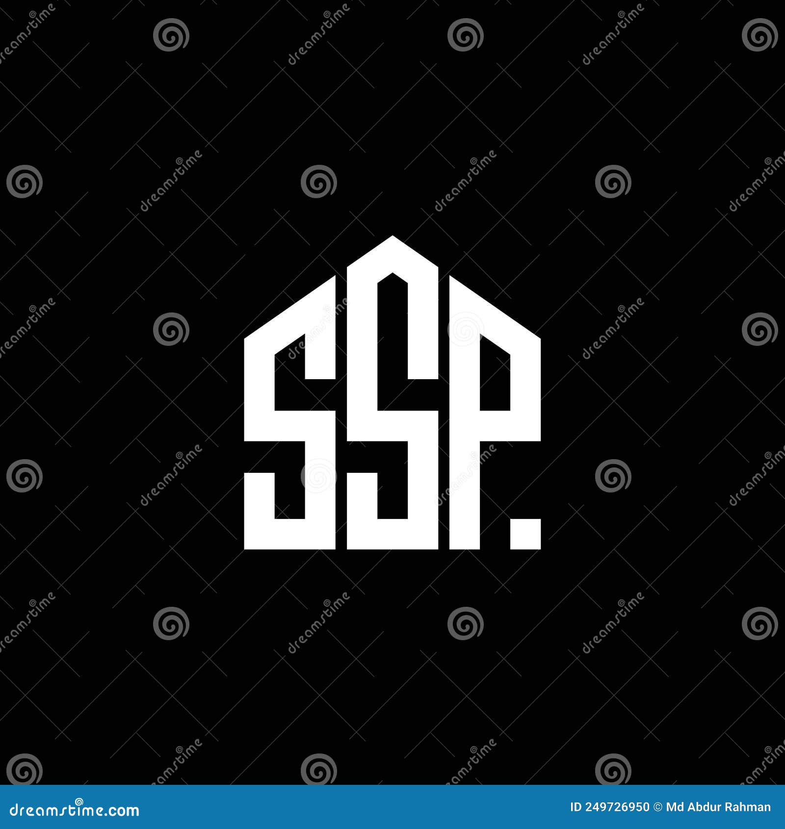 SSP Letter Logo Design on BLACK Background. SSP Creative Initials ...