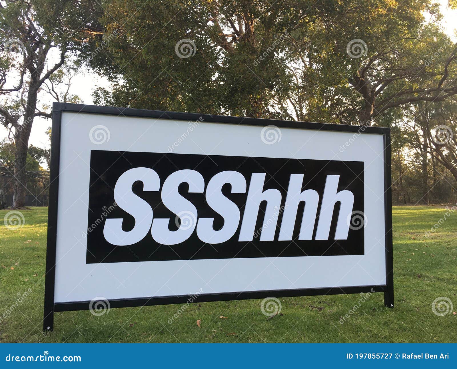 SSShhh sign in the park stock image. Image of graphic - 197855727
