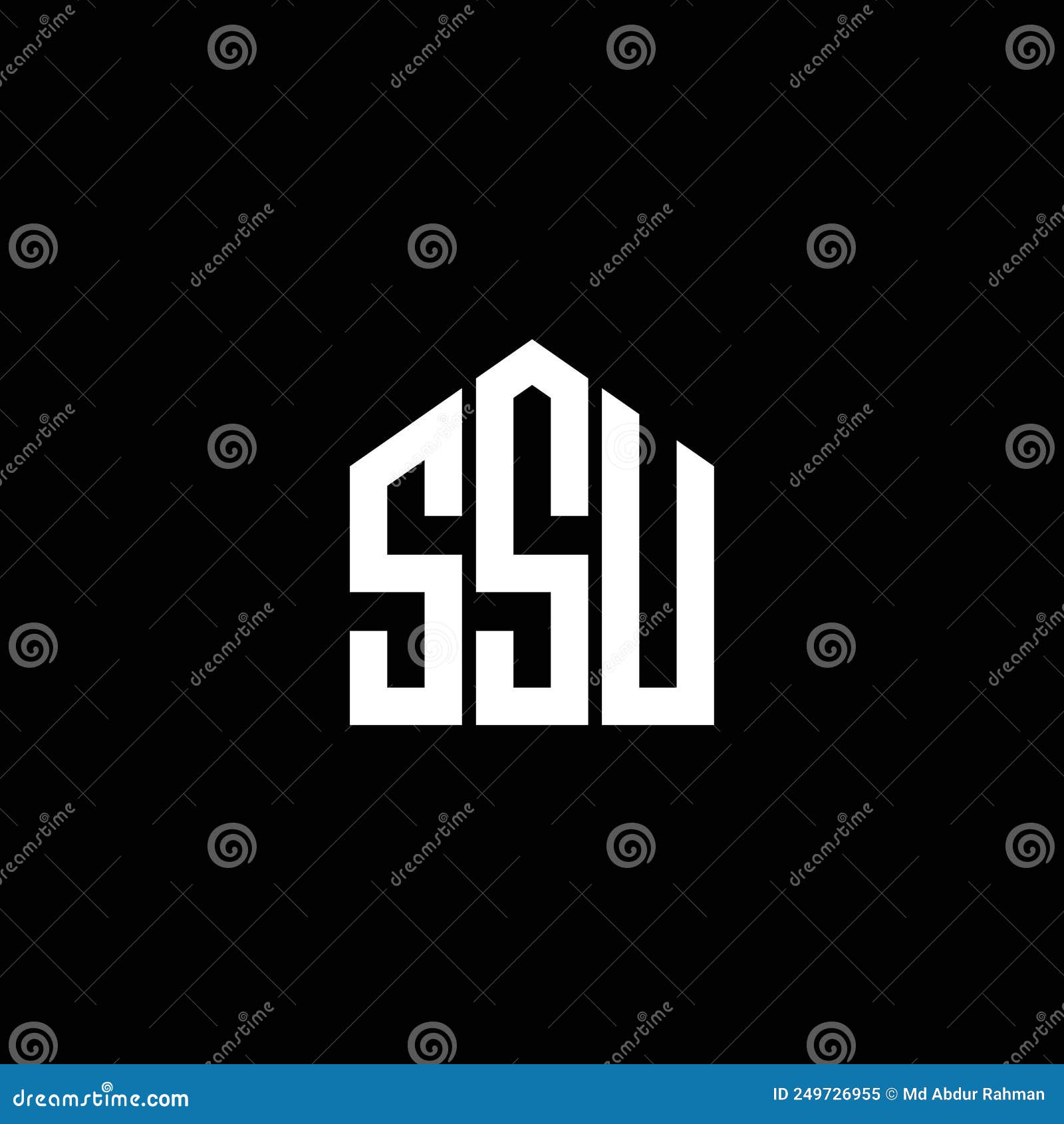 SSU Letter Logo Design on BLACK Background. SSU Creative Initials ...