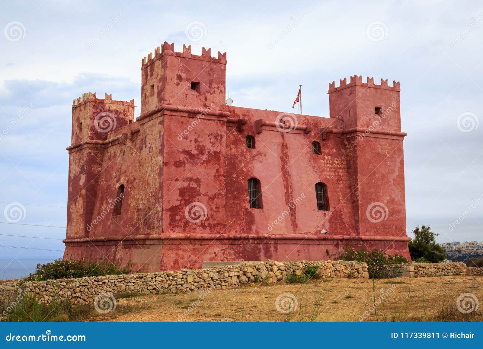 Red Tower in Malta stock image. Image of destination - 117339811