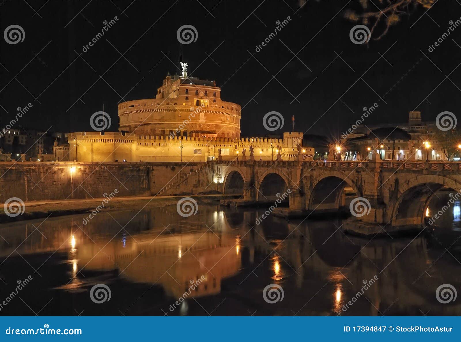 St Angelo bridge at night stock image. Image of building - 17394847