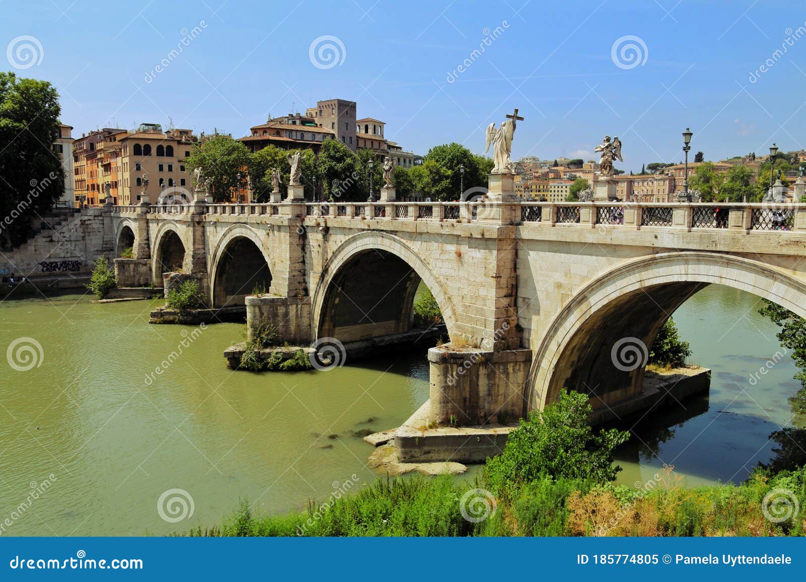 St Angelo Bridge in Rome stock image. Image of saint - 185774805