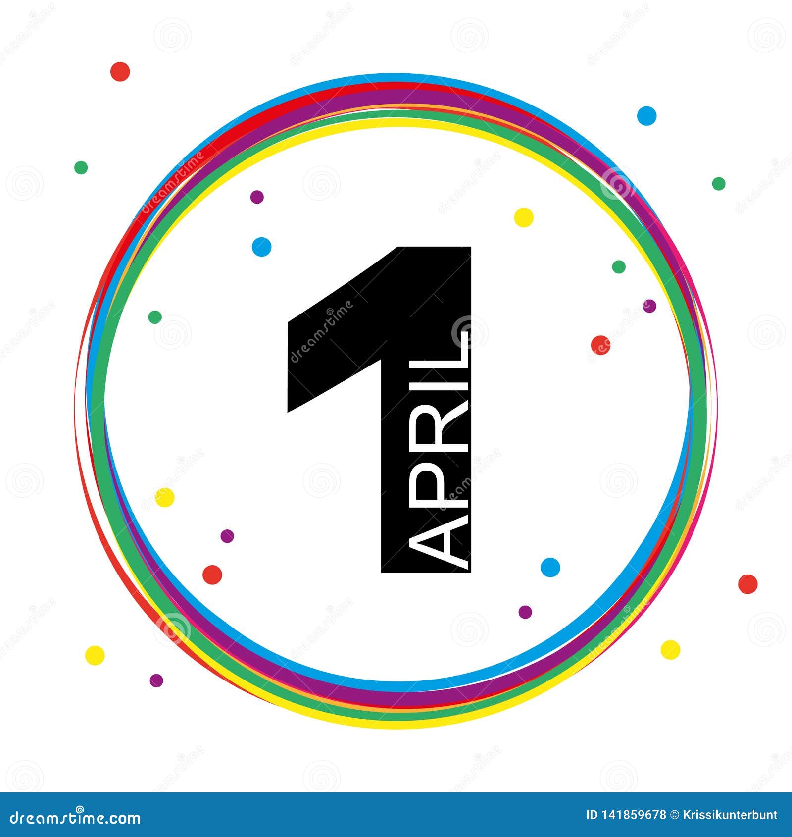 1st April in a Colorful Circle Stock Vector - Illustration of ...