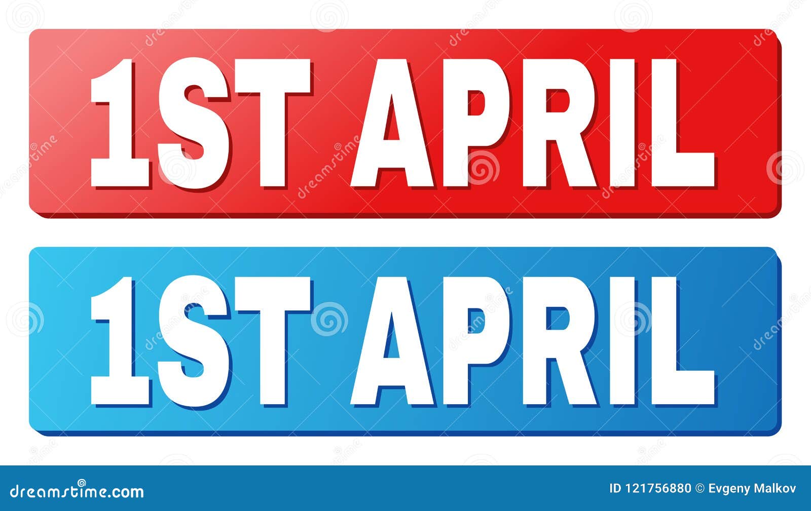1ST APRIL Title on Blue and Red Rectangle Buttons Stock Vector ...