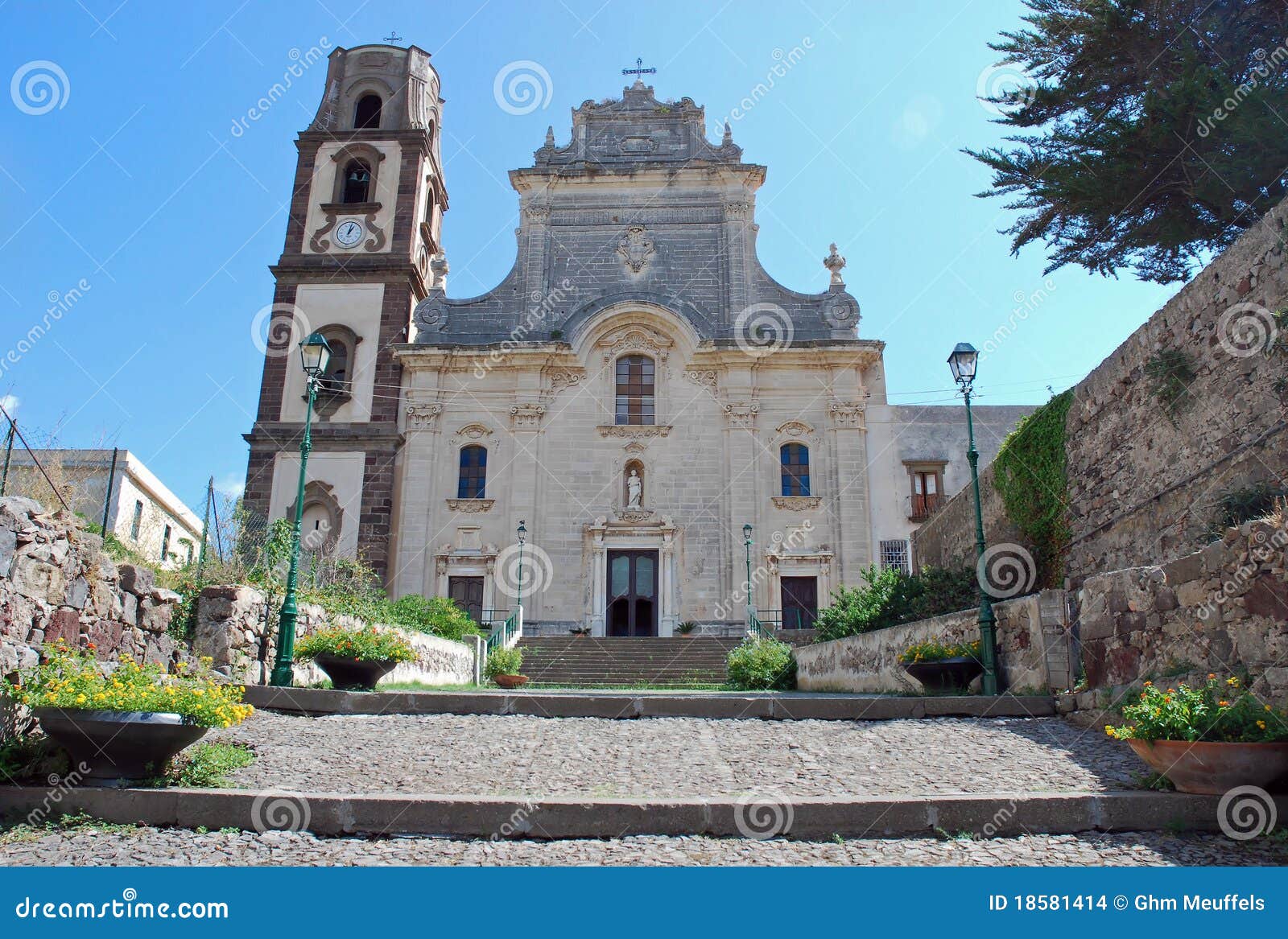 St. Bartholomew S Cathedral, Lipari, Italy Stock Photo - Image of ...