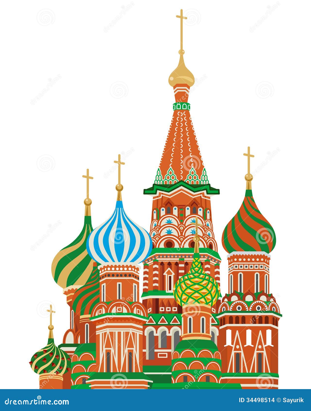 St. Basil Cathedral,Isolated Stock Vector - Illustration of temple ...