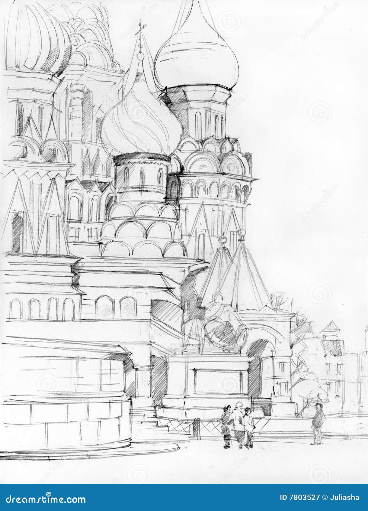 St. Basil Cathedral in Moscow Stock Illustration - Illustration of ...