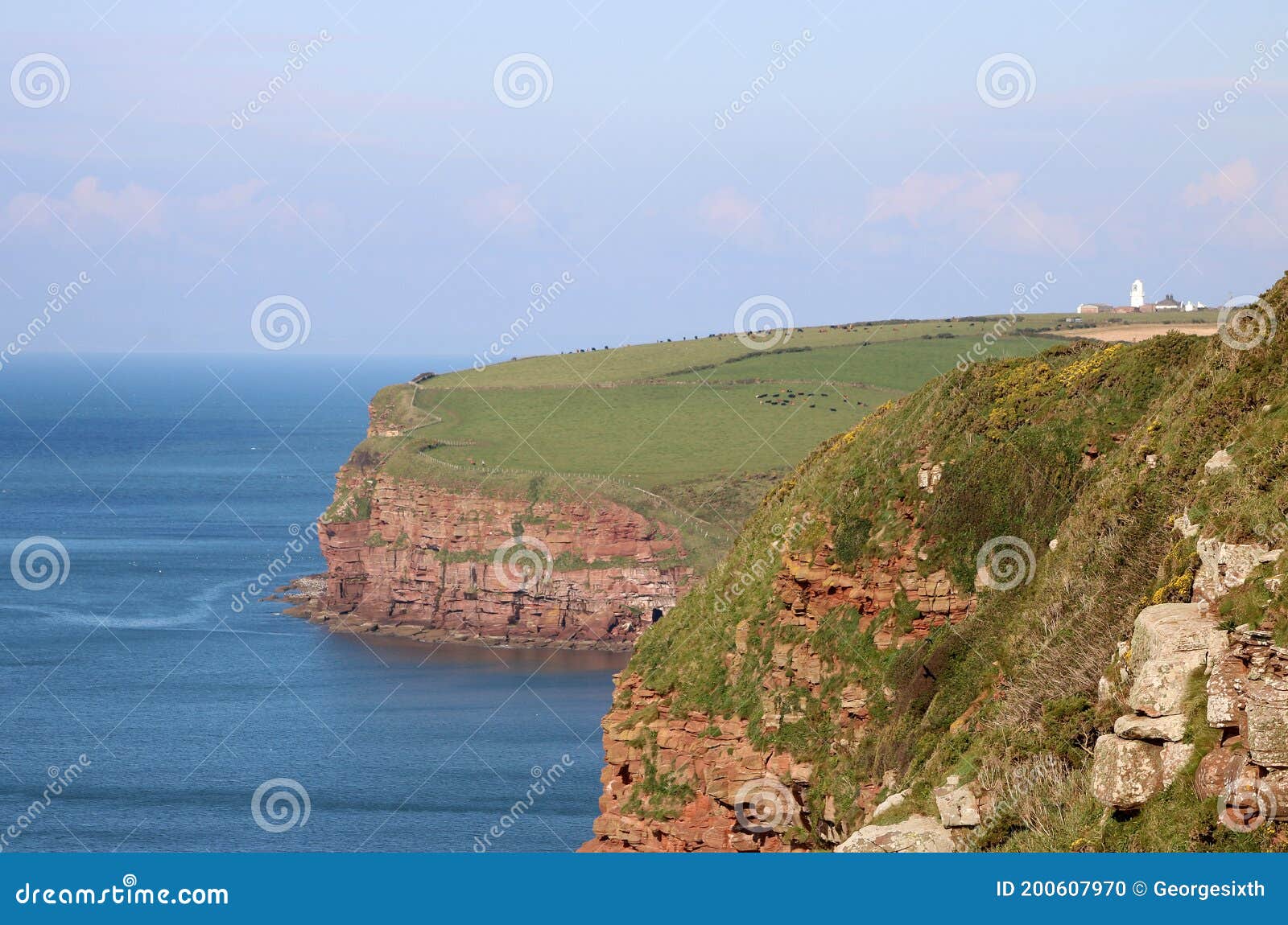 St Bees Head Irish Sea St Bees Lighthouse Cumbria Stock Photo - Image ...