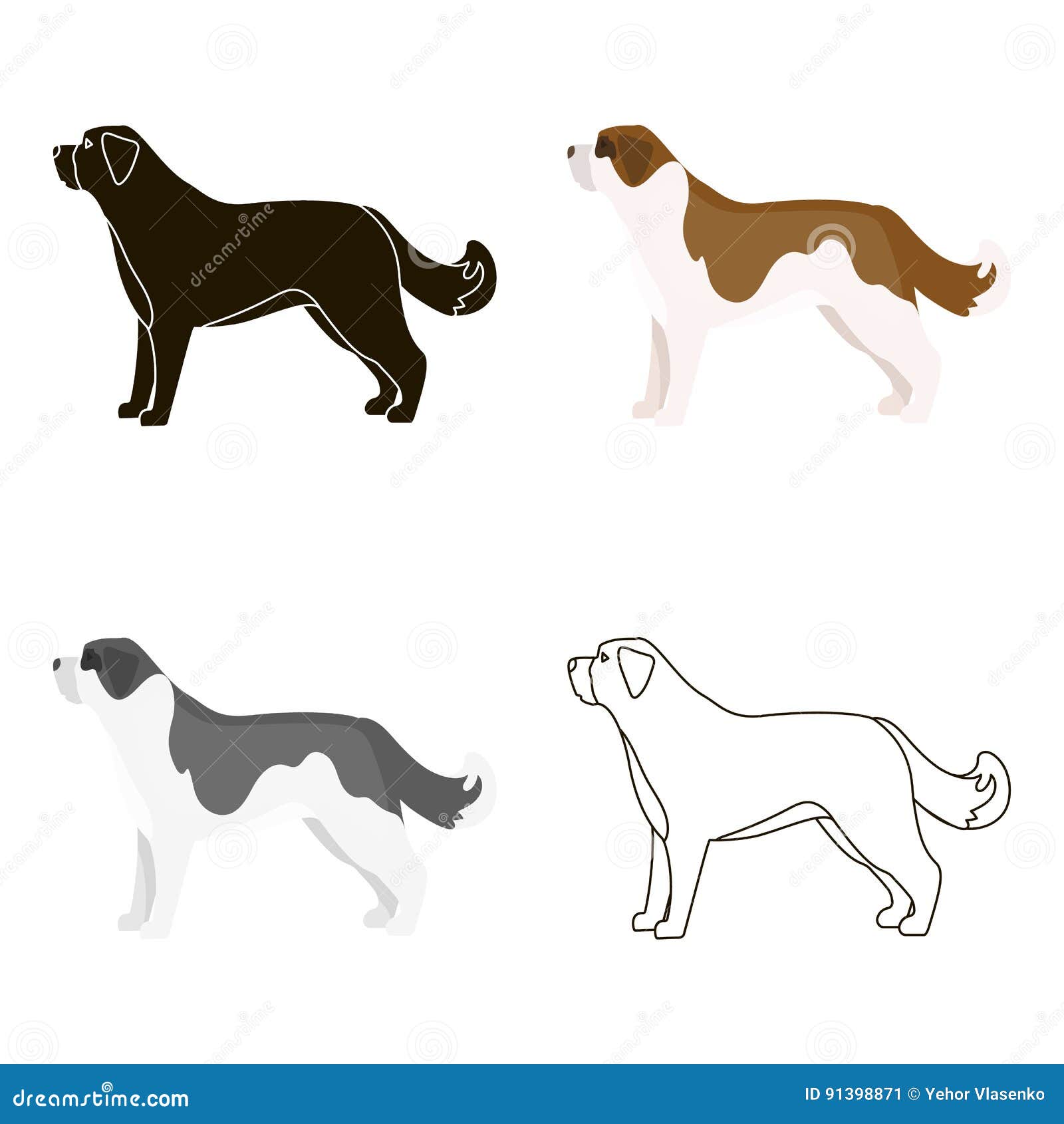 St. Bernard Dog Vector Icon in Cartoon Style for Web Stock Vector ...