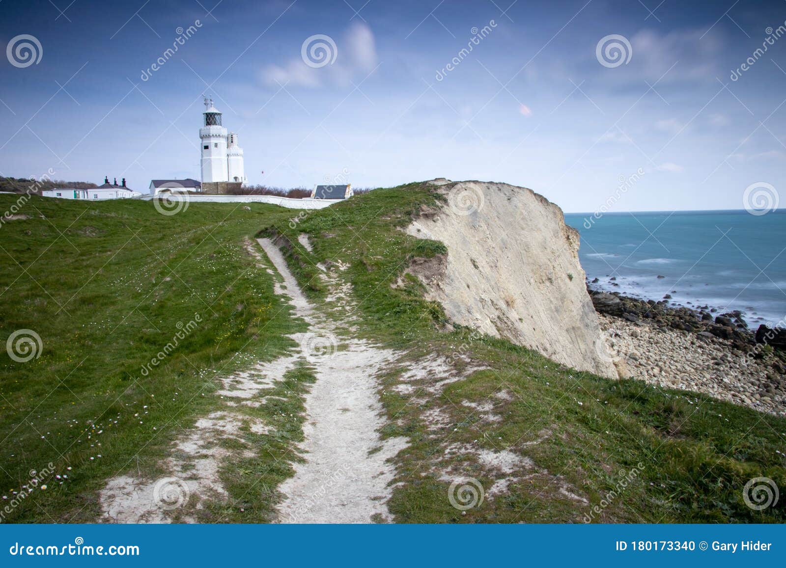 St Catherine`s Lighthouse On Isle Of Wight At Watershoot Bay In Stock ...