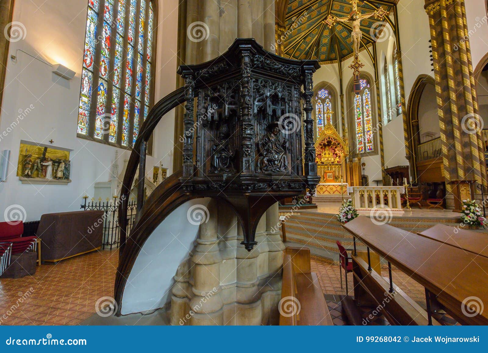 St Chads Cathedral Indoor Pulpit B Editorial Photography - Image of ...