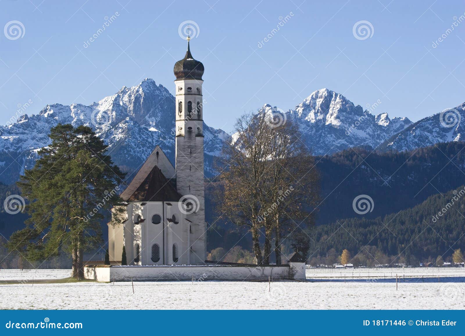 St. Coloman stock photo. Image of thannheimer, snow, hills - 18171446