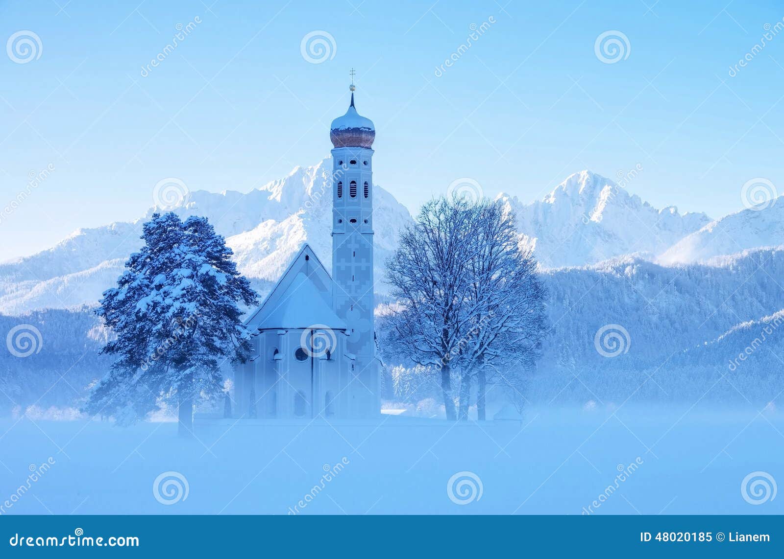 St. Coloman stock image. Image of meadow, landmark, snow - 48020185