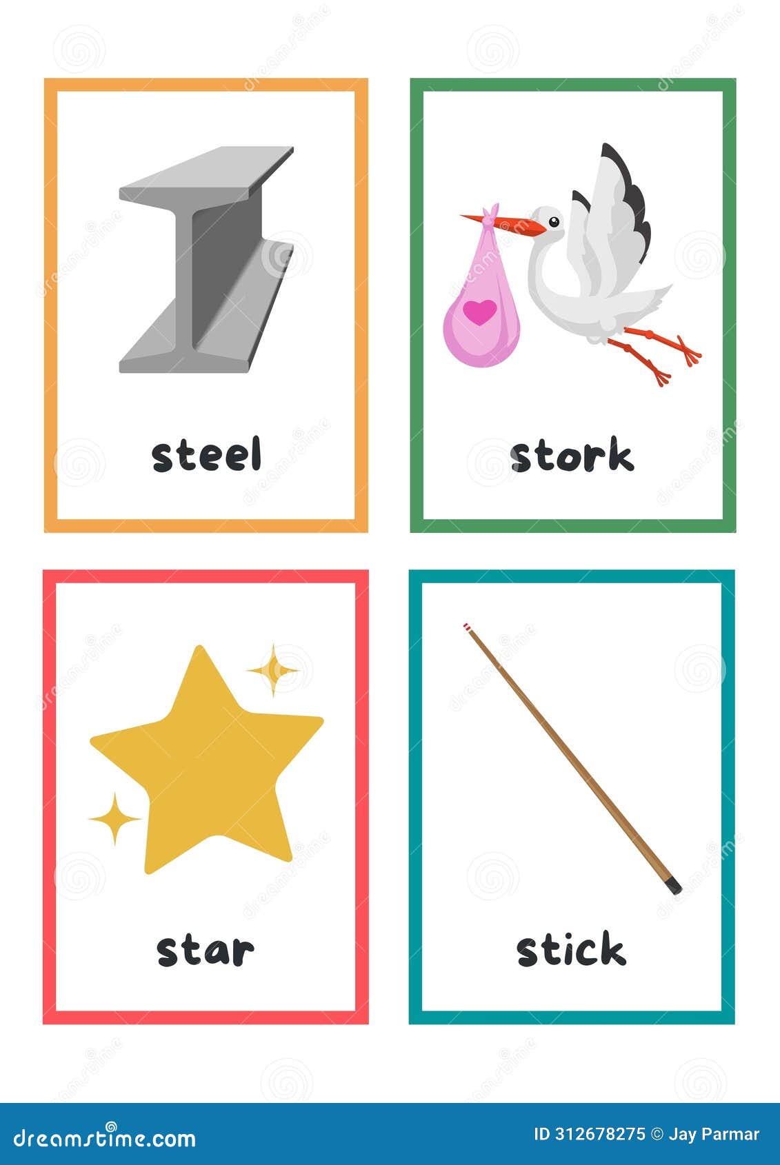 St Consonant Blend Flashcards - 1 Stock Illustration - Illustration of ...