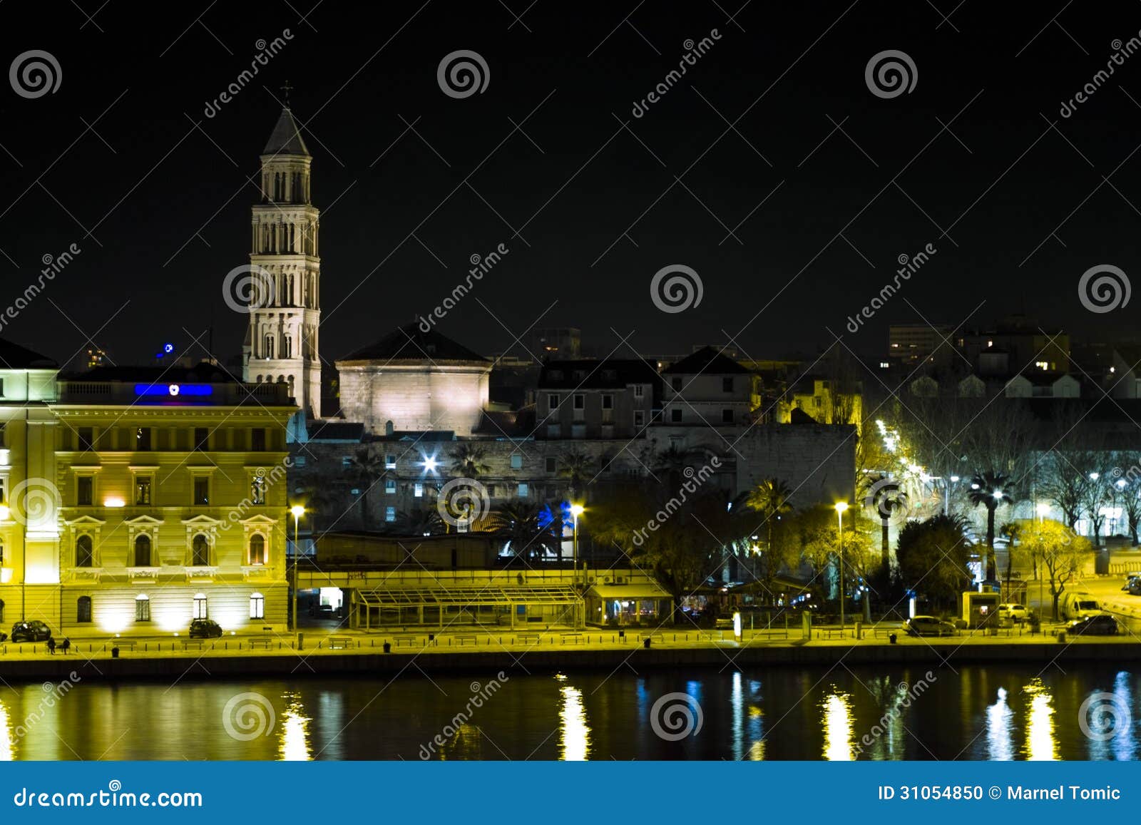 St. Dujam Cathedral in Split at Night Stock Photo - Image of famous ...