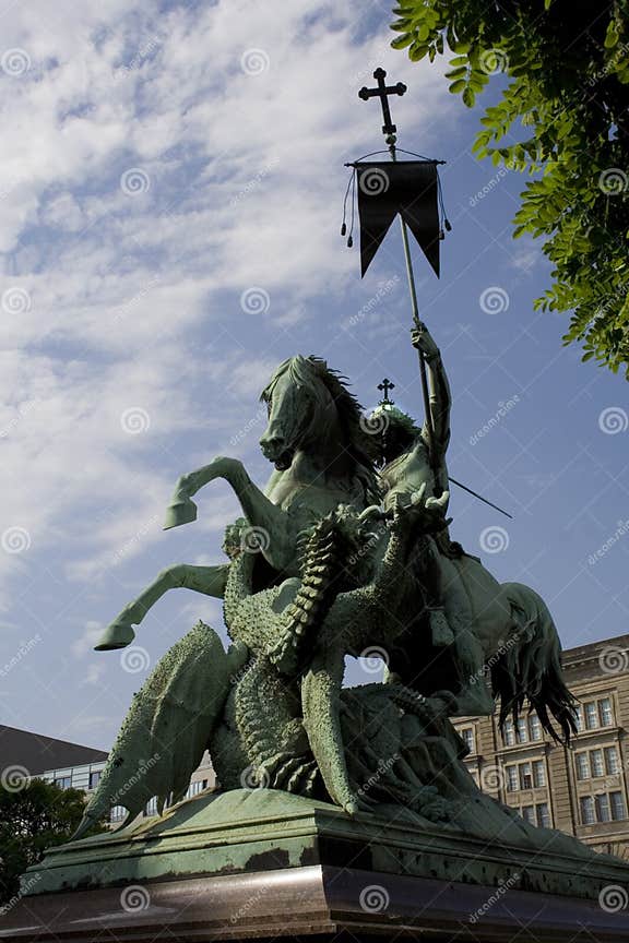 St George Fighting the Dragon Statue Stock Photo - Image of dragon ...