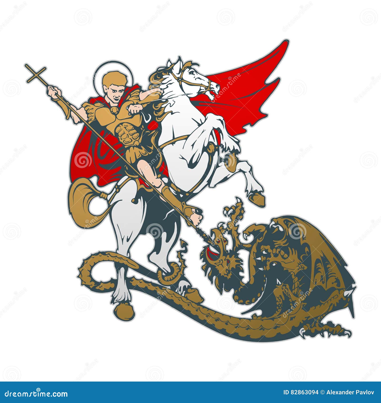 St. George On Horseback. Vector Illustration | CartoonDealer.com #82863094