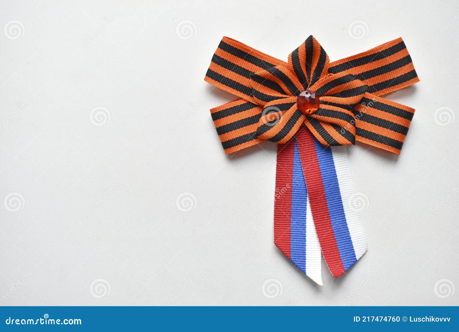 St. George Ribbon and Russian Flag in a Ribbon on Clothes on a White ...