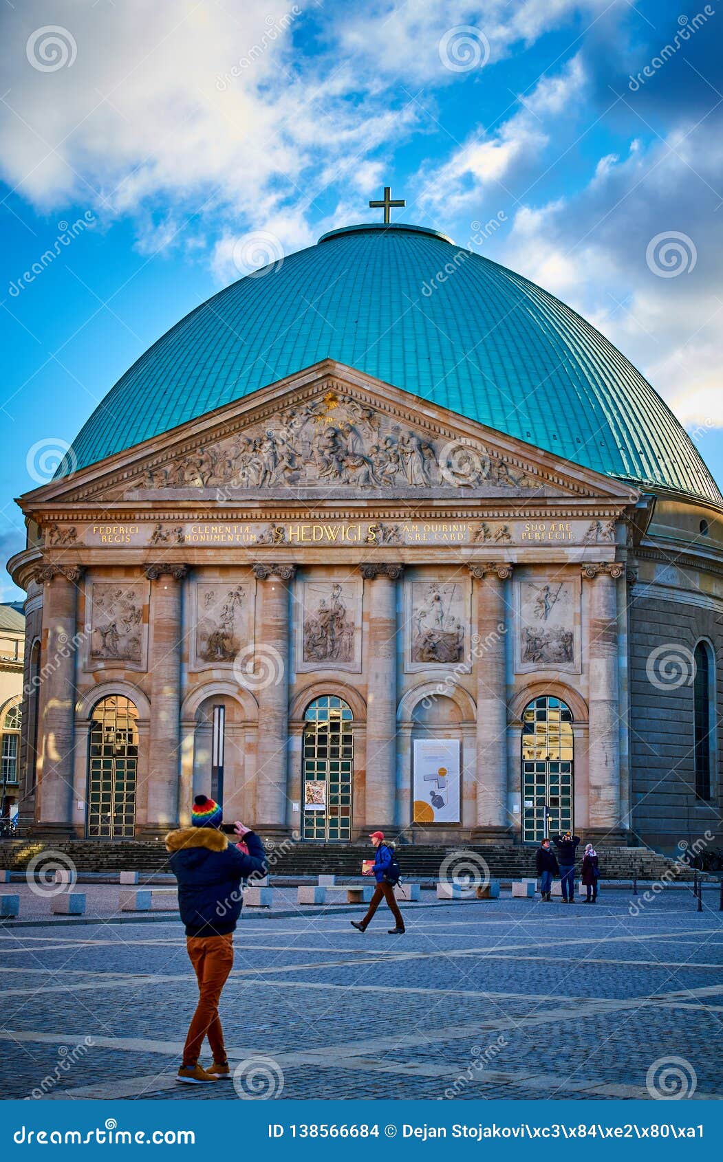 Roof Of St. Hedwig`s Cathedral With A Bright Blue Sky Background ...
