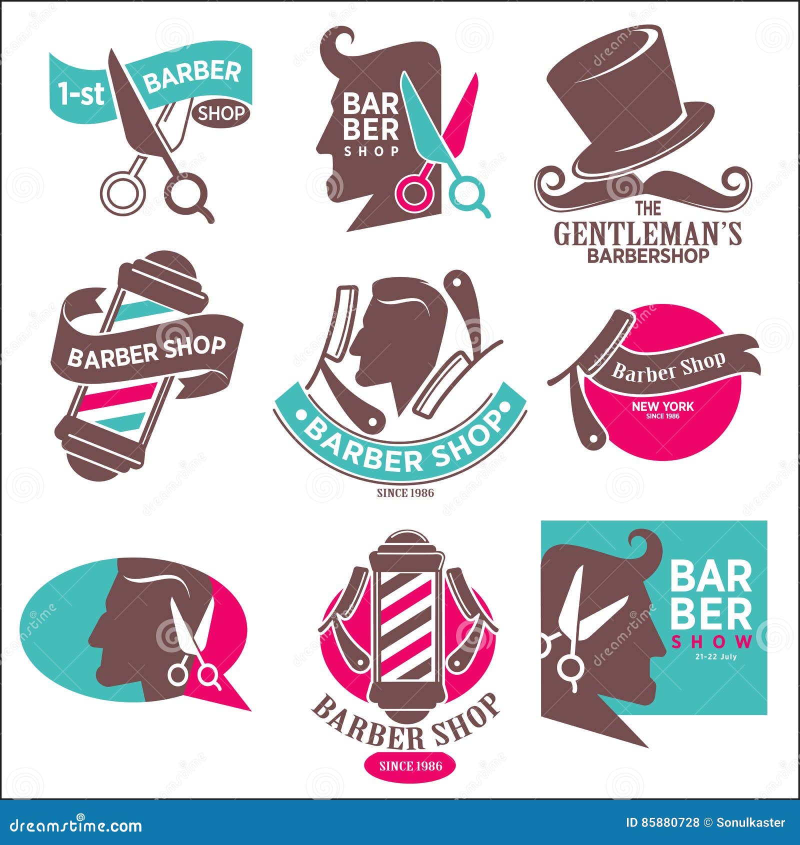 1-st Heren` S Herenkapper Kapper Stickers Vector Illustratie ...