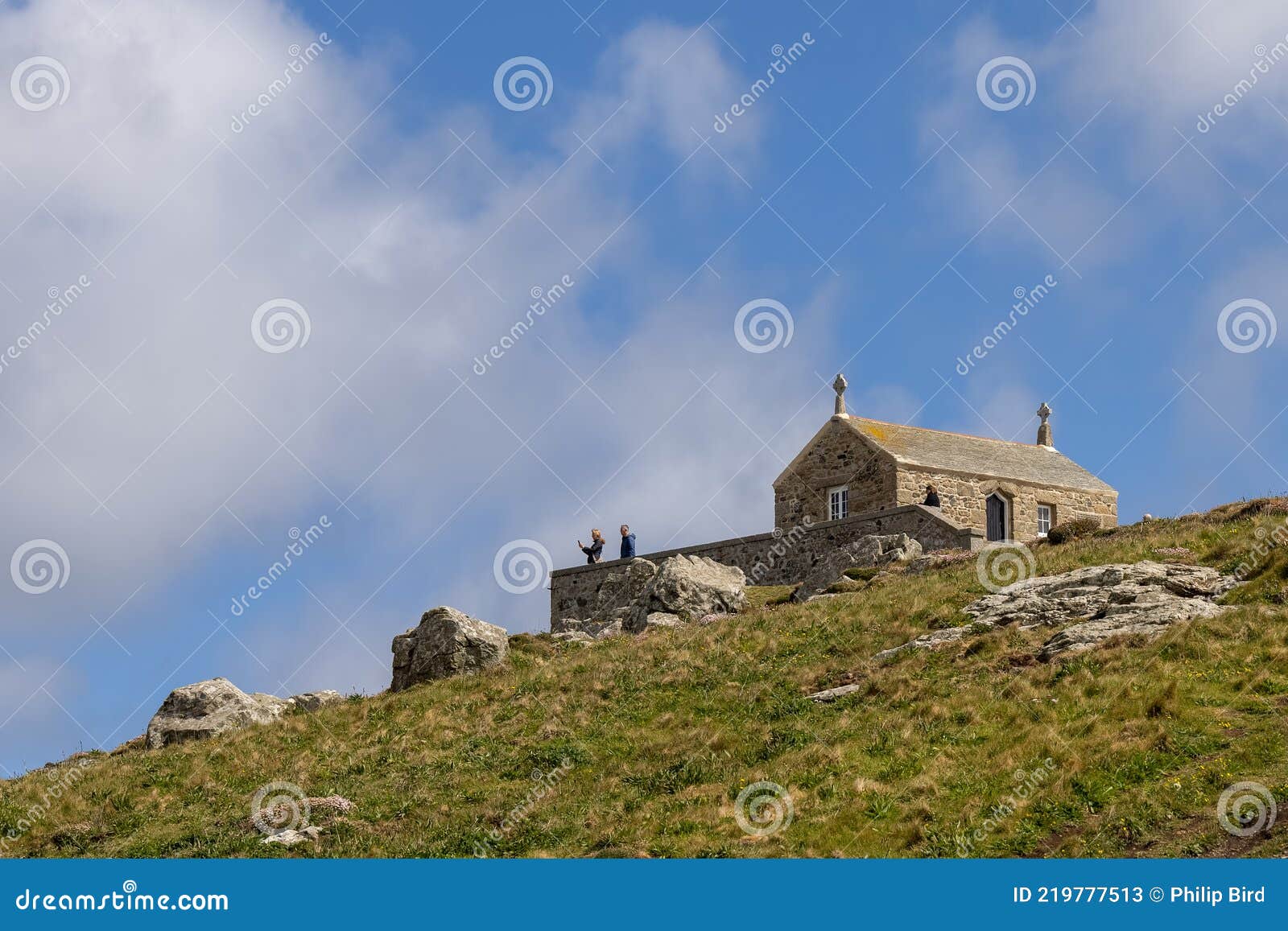 View of the Ancient Chapel of St Nicholas at St Ives, Cornwall on May ...