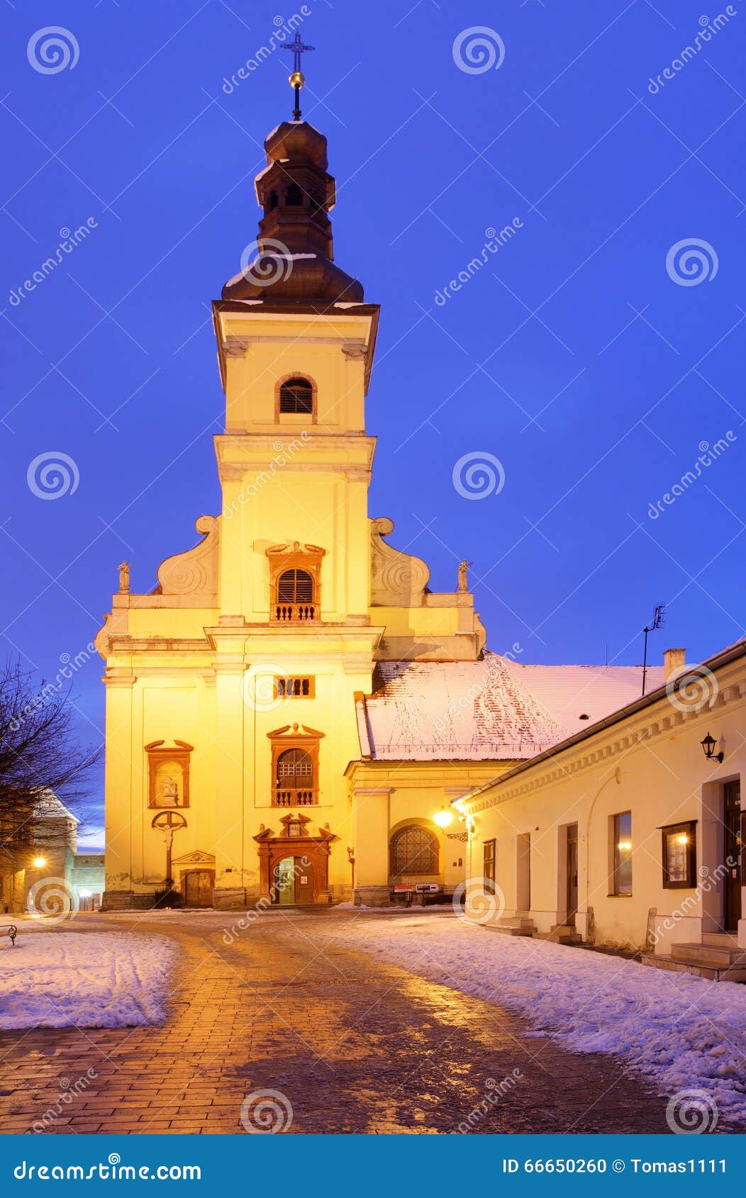 St. Jacob Church at Night, Trnava Stock Photo - Image of building ...